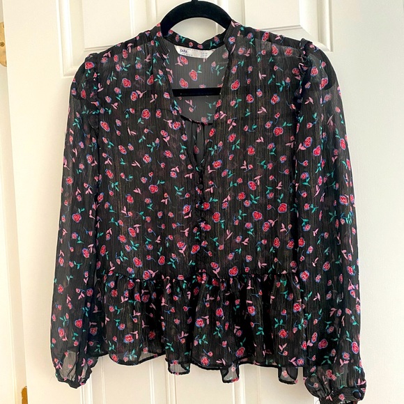 Zara | Tops | Zara Sheer Floral Top | Poshmark